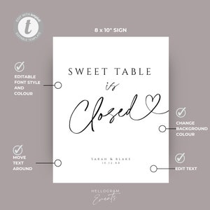 Dessert Table Closed, Editable Sweet Station Wedding Sign, Printable ...