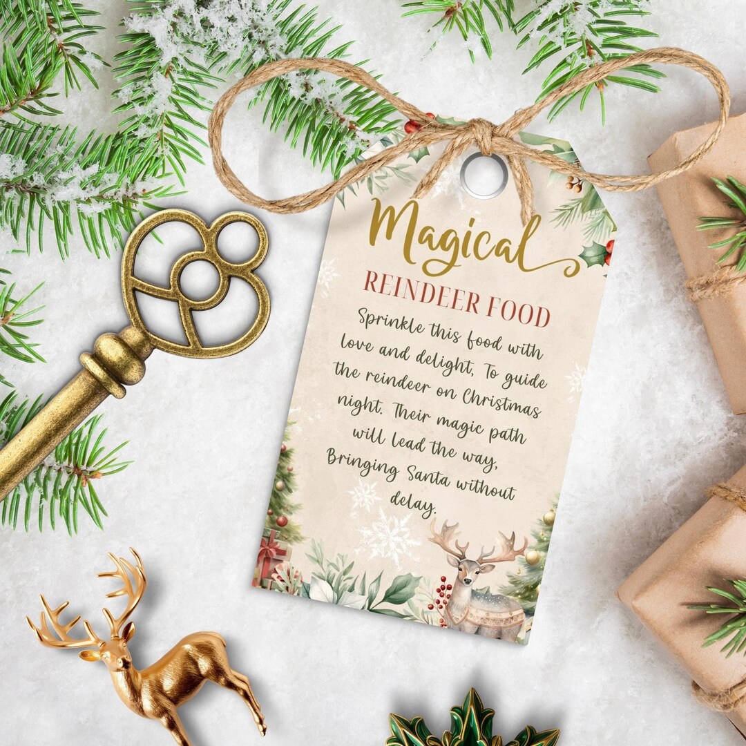 Magic Reindeer Food Label, Christmas Eve Treat Tag Printable, Editable ...
