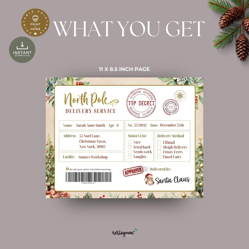 Santa Mail Label Air, Editable North Pole Shipping Stickers, Printable ...