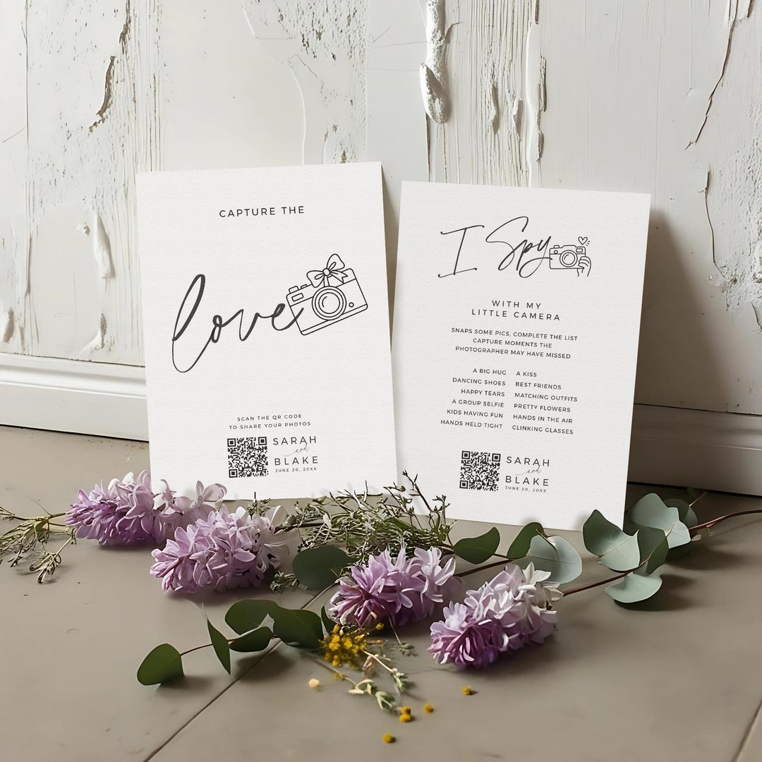 I Spy QR Code Wedding, Editable Photo Table Sign Template, My Little ...