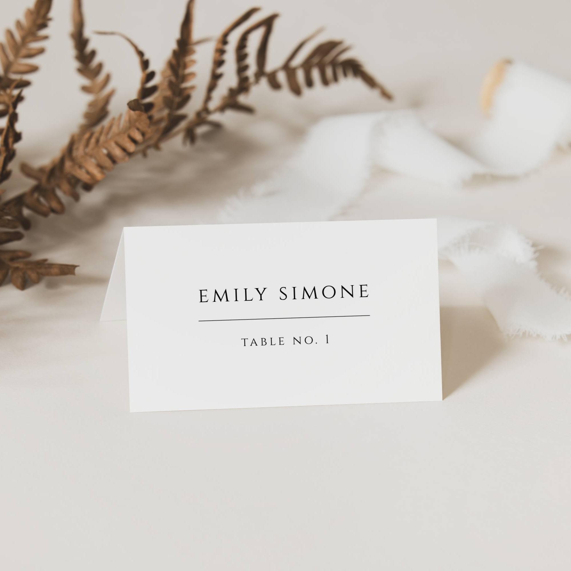 Minimal Wedding Place Card Template, Editable Reception Table Seating ...