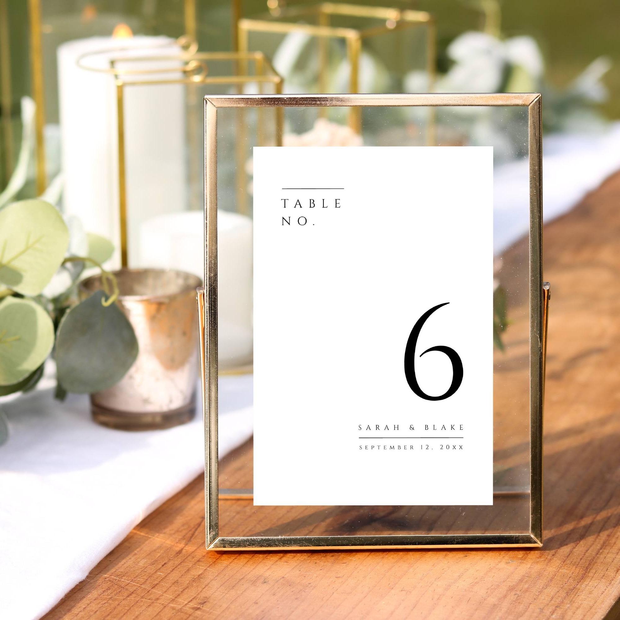 Wedding Table Numbers 1-35, Minimalist Editable Reception Cards, Guest ...
