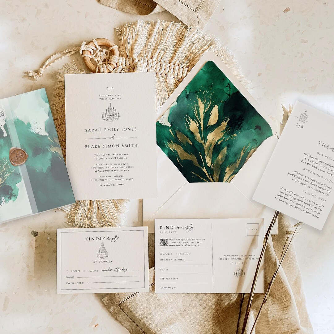 Hand Drawn Wedding Invitation Suite, Whimsical Minimal Invite QR Code ...