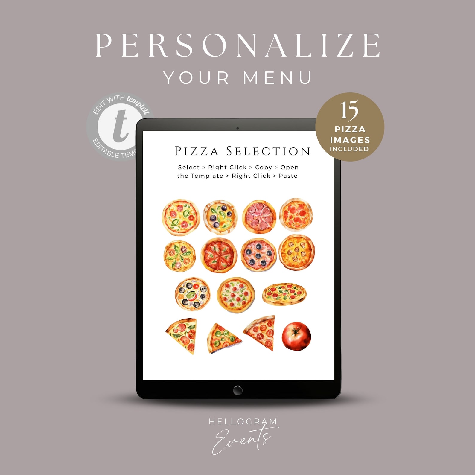 Pizza Bar Sign for Wedding, Minimalist Table Menu Card, Editable Modern ...