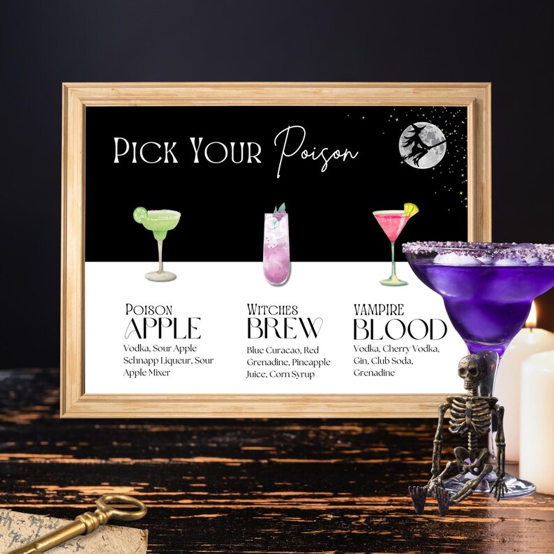 Halloween Signature Drink Sign, Bachelorette Party, Bridal Shower Bar ...