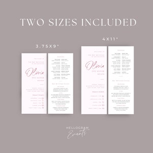 Bat Mitzvah Program Template, Editable Long Minimal Info Card ...