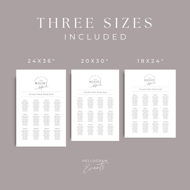Rehearsal Dinner Seating Chart, Editable the Night Before Guest Table ...