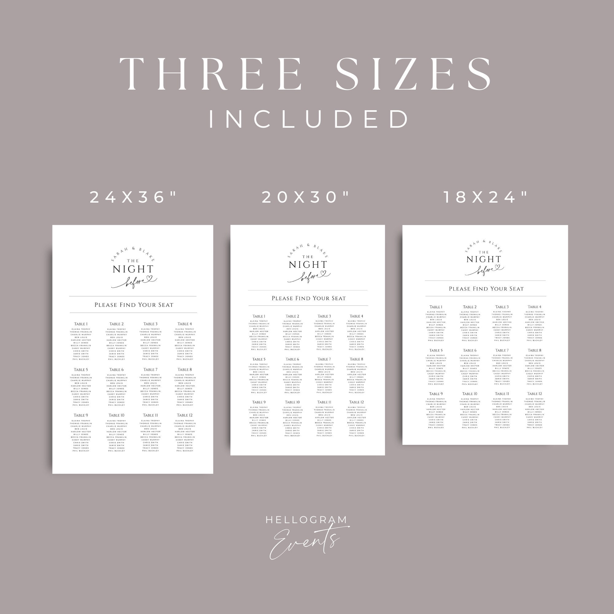 Rehearsal Dinner Seating Chart, Editable the Night Before Guest Table ...