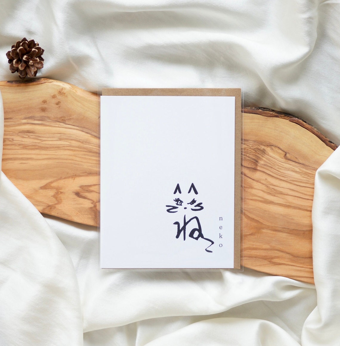 Japanese Cat Greeting Card, A2 Greeting Card, Japanese Cat Card, Cute ...