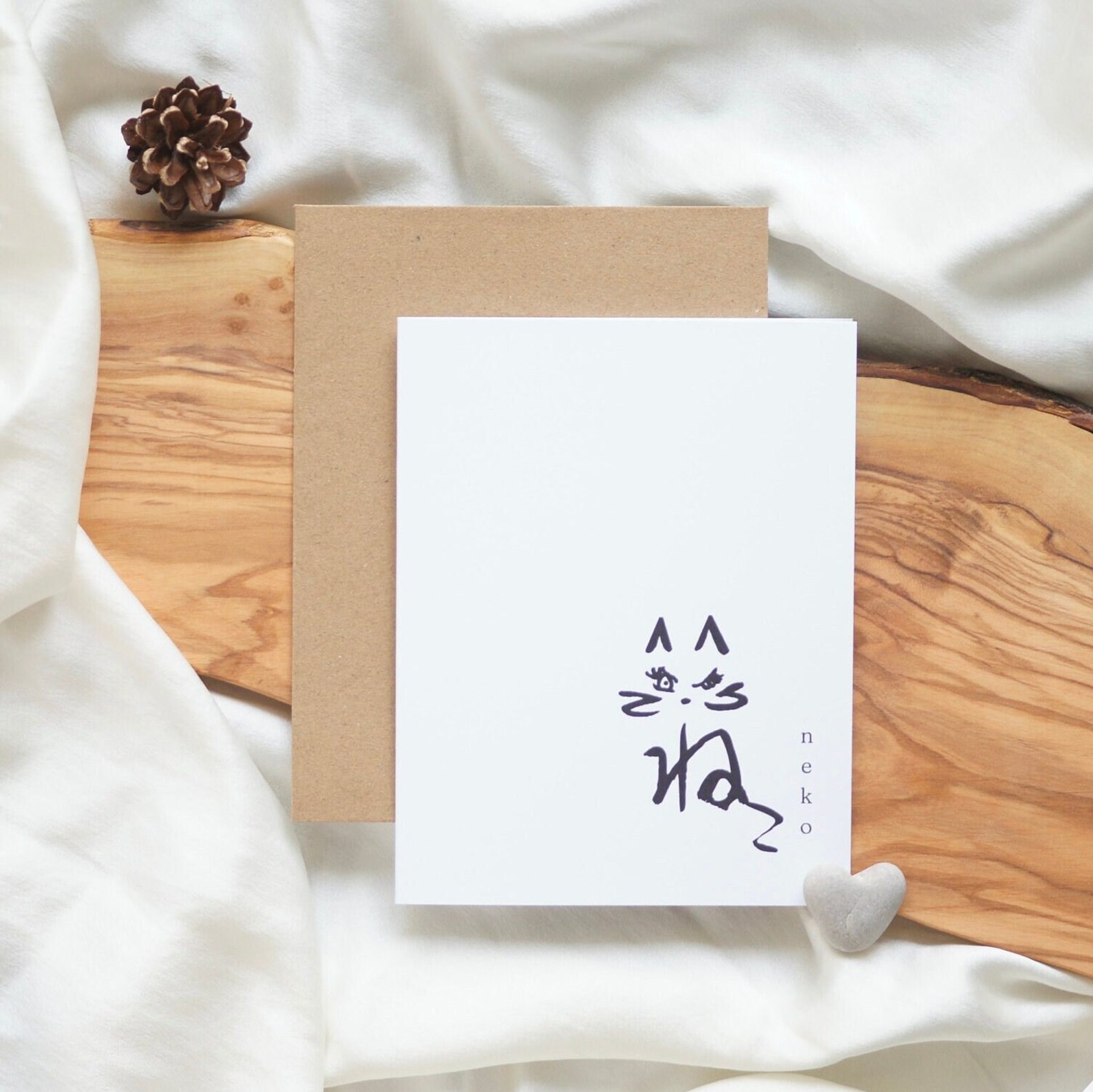 Japanese Cat Greeting Card, A2 Greeting Card, Japanese Cat Card, Cute ...