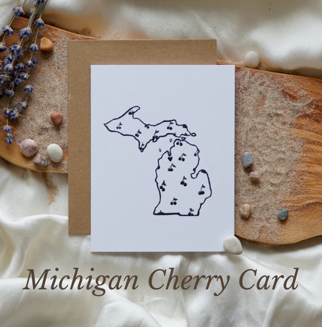 Traverse City Cherry, Michigan Cherry Card, Michigan Card, up North ...