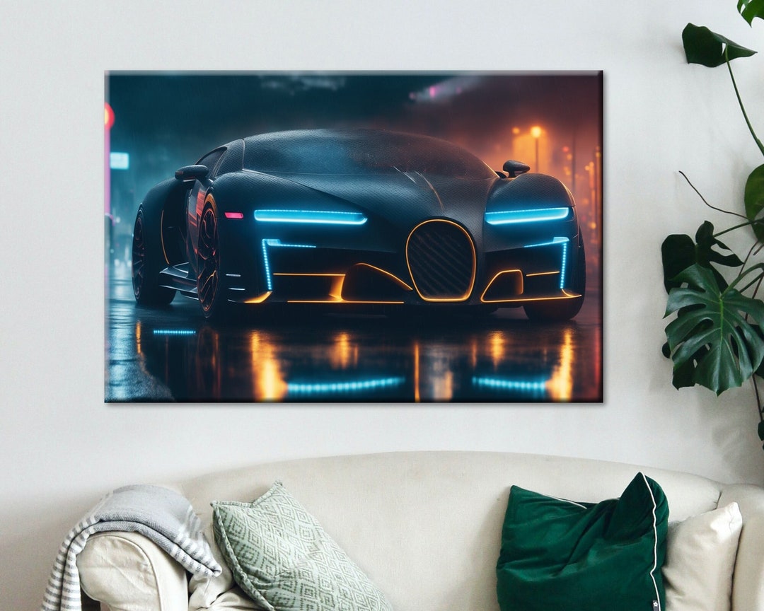 PRINTABLE Stormy Elegance: Black Bugatti in the Rain | Experience the ...