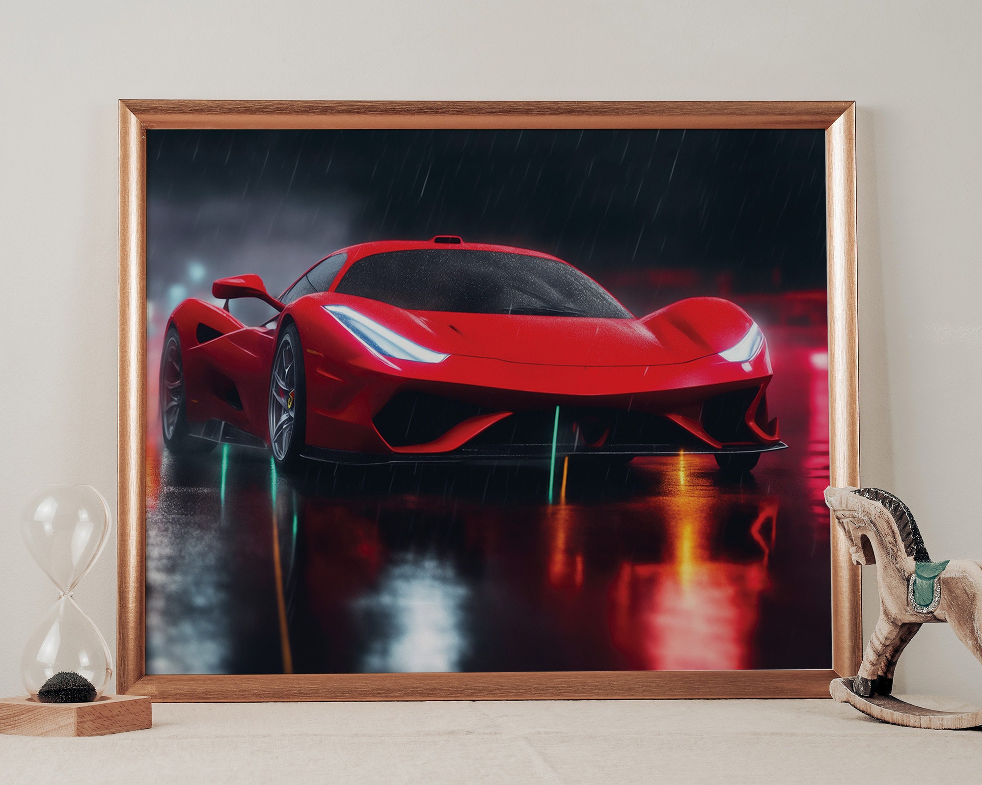 PRINTABLE Striking Digital Artwork of a Red Matt Ferrari Braving the ...