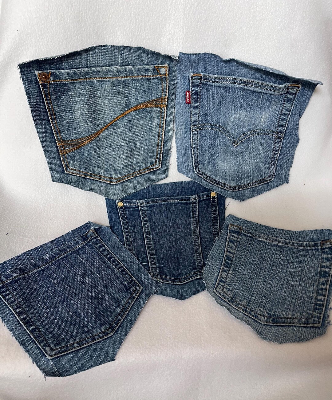 5 Individual Assorted Pant Back Pockets/cotton-denim/repurposed Adult ...