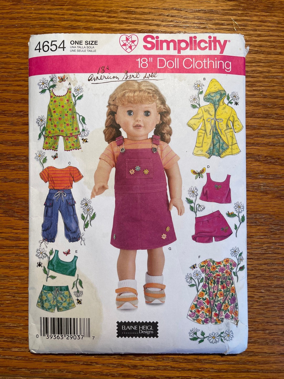 18" Doll Clothing-cut Sewing Pattern Simplicity 4654/elaine Heigl ...
