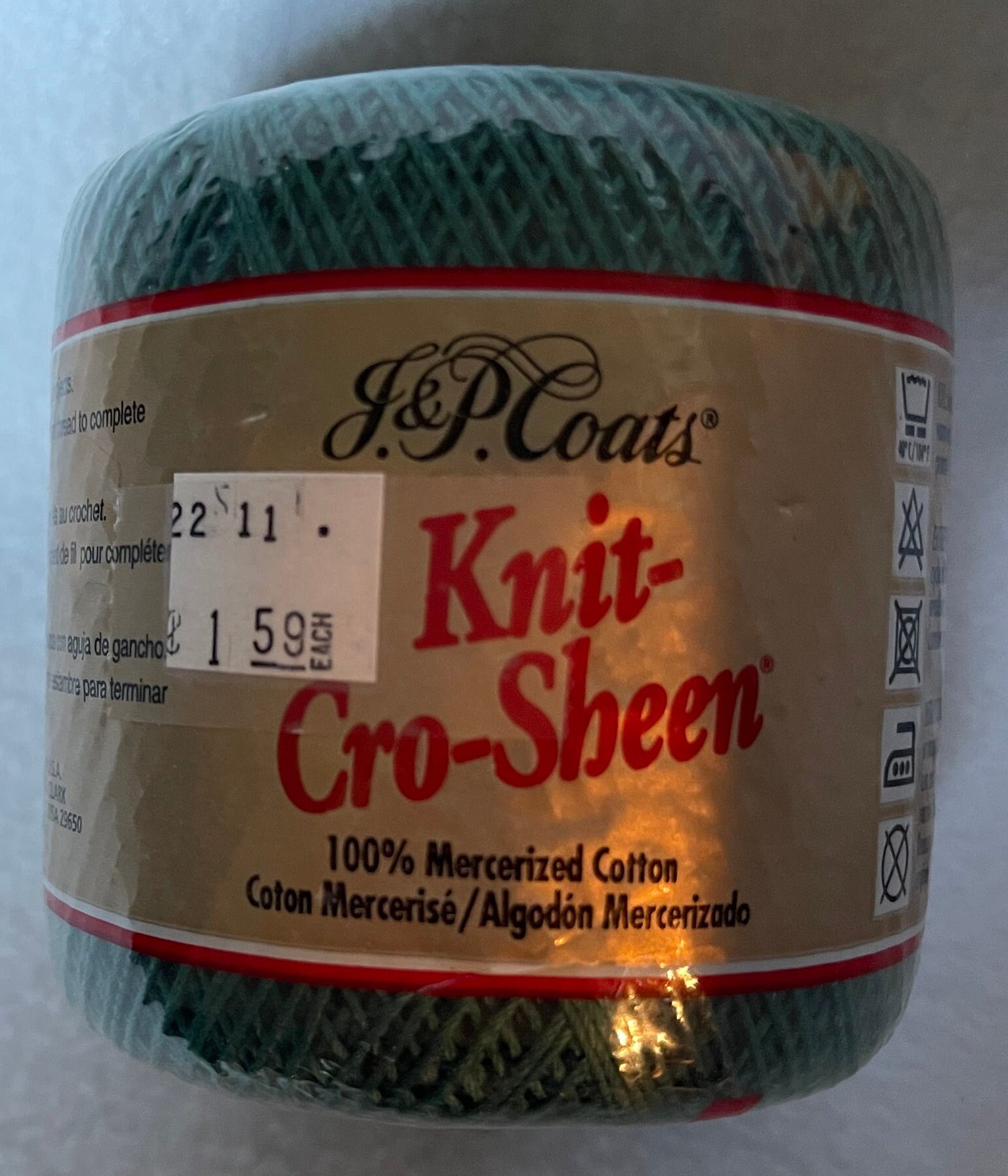 J&P Coats Knit-cro-sheen Crochet Cotton/size 10/100% Mercerized Cotton ...