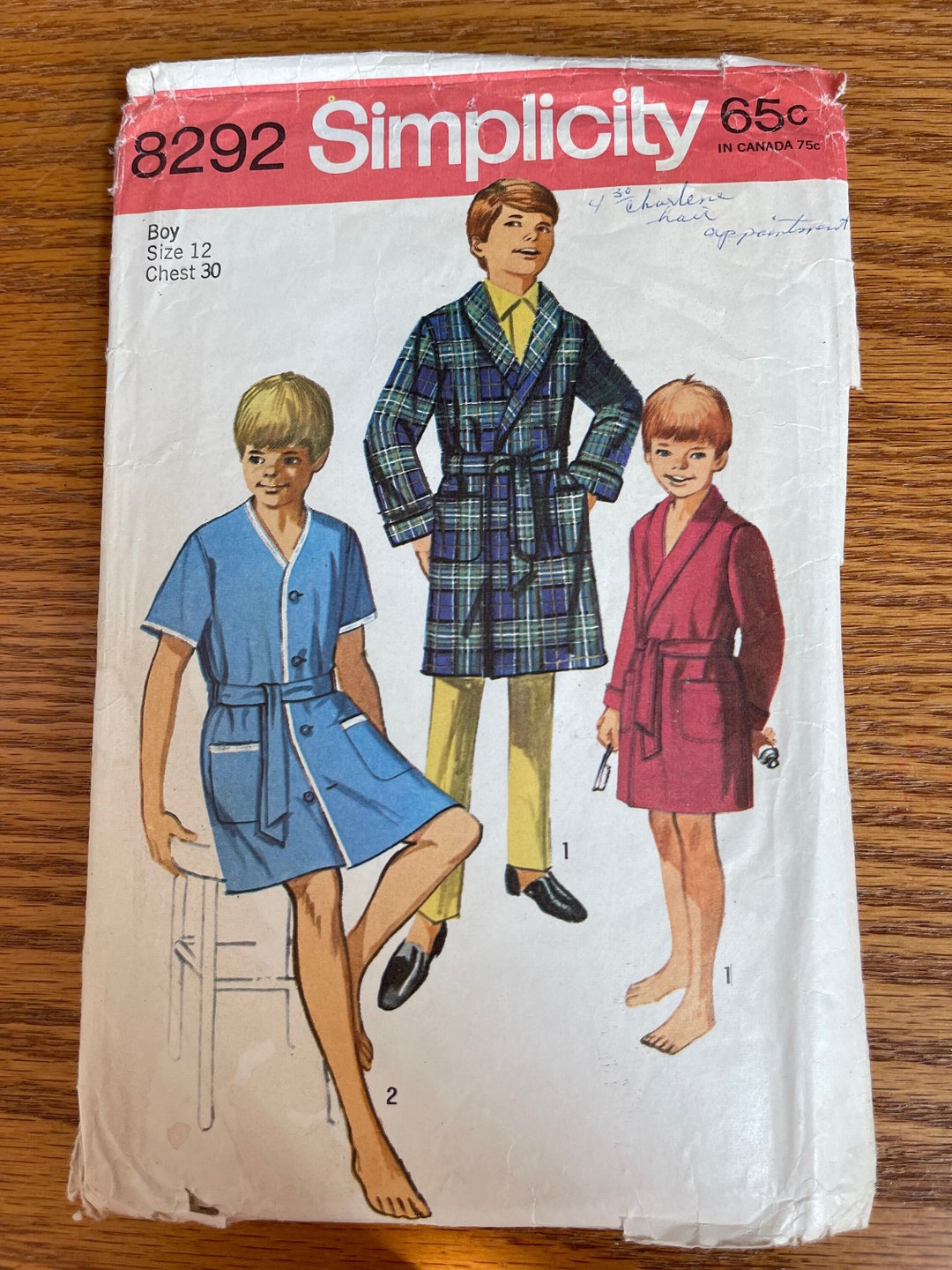 CUT and Complete Pattern/boys Robe/simplicity 8292 Sewing Pattern/size ...