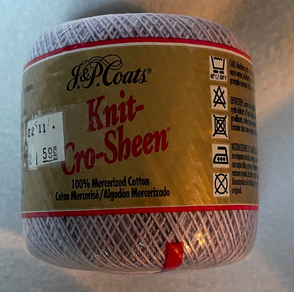 J&P Coats Knit-cro-sheen Crochet Cotton/size 10/100% Mercerized Cotton ...