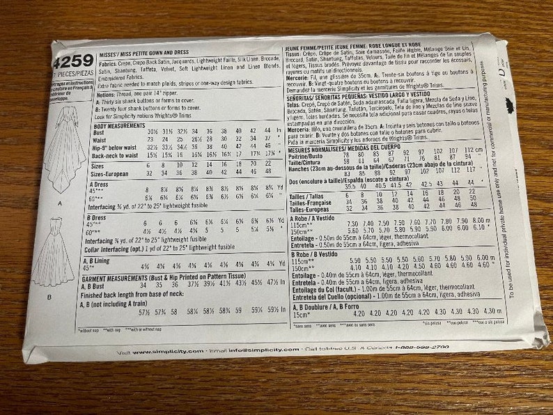 Uncut Pattern/misses Bridal Gown/sewing Pattern/simplicity 4259/1950s ...