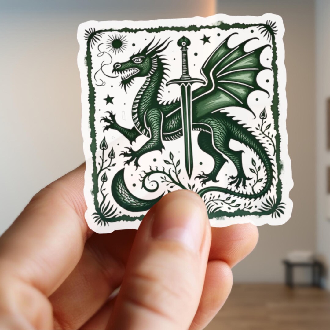 Dragon Lore Block Print Sticker - Medieval Fantasy Decal - Renaissance ...