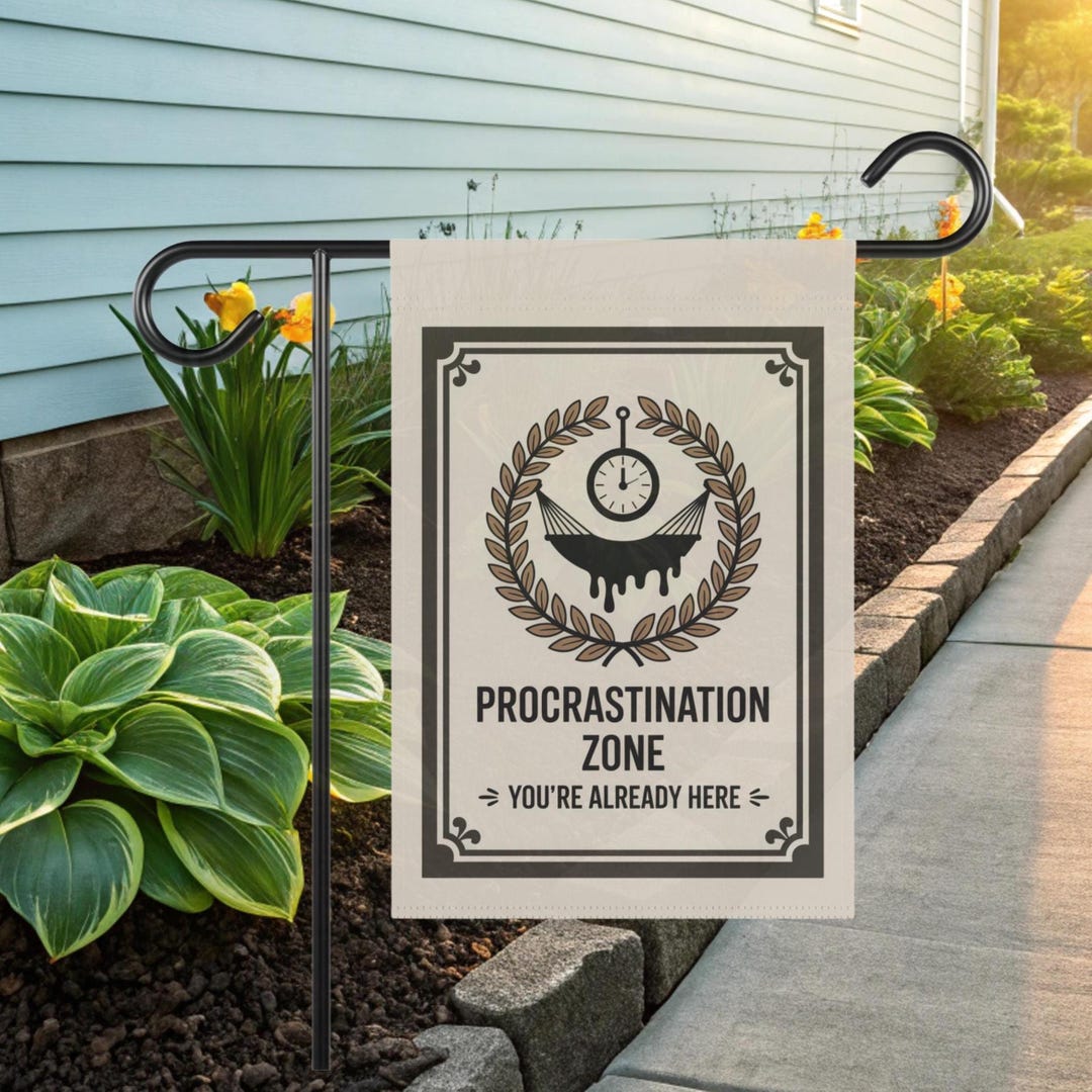 Procrastination Zone Garden Flag - Funny Outdoor Décor Flag for ...