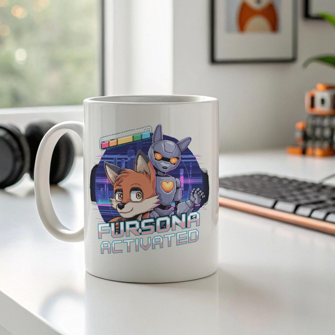 Furry Mug Fursona Activated Pixel Art Coffee Cup, Retro Gaming Furry ...