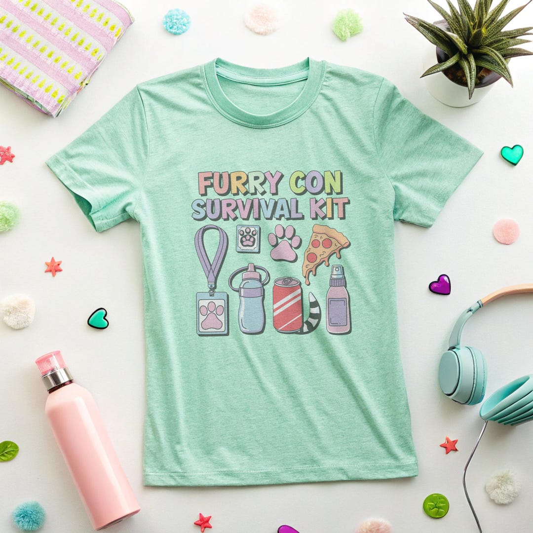Furry Con Survival Kit Shirt, Furry Convention Tee, Fursuiter Gift ...