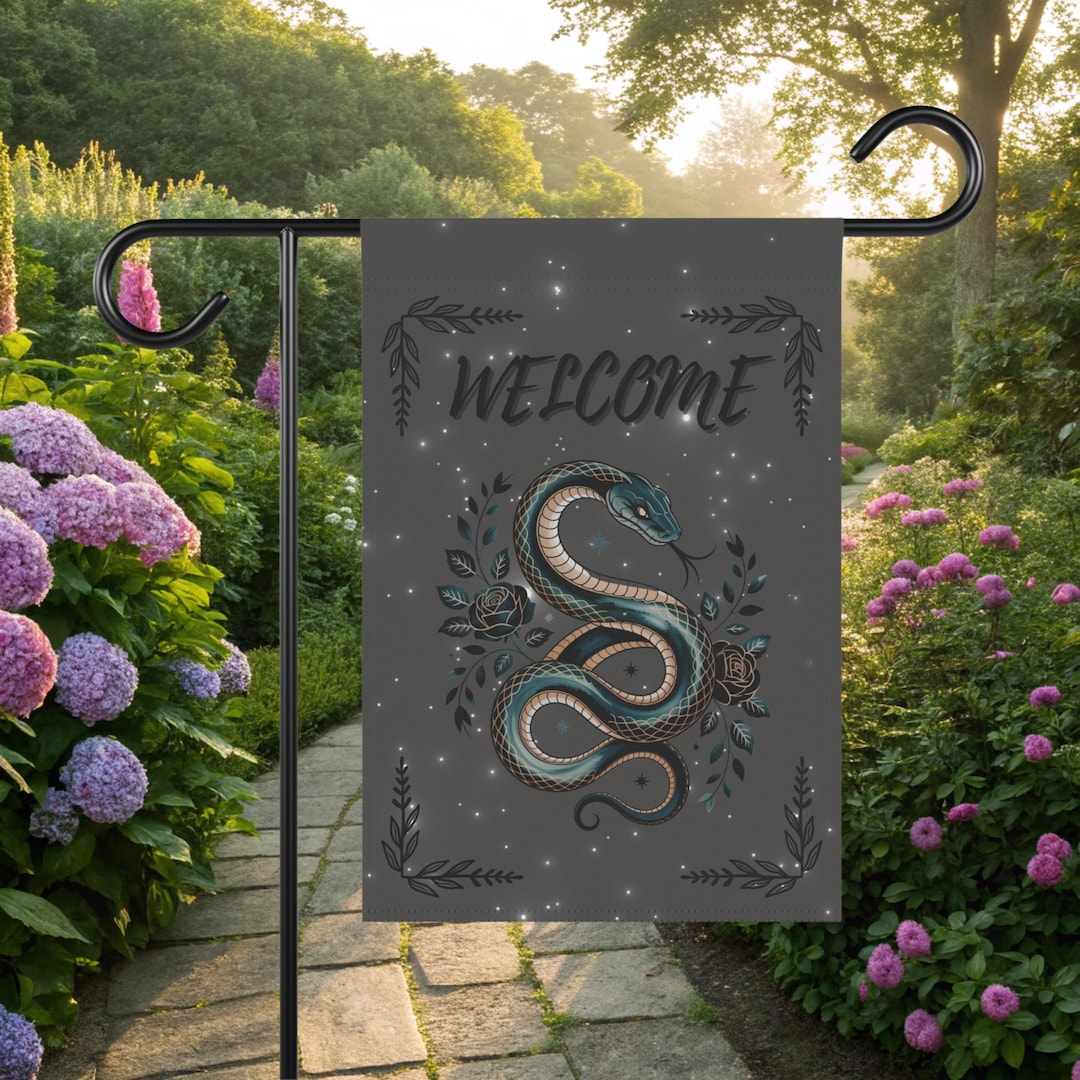 Goth Serpent Snake Garden Flag - Whimsigoth Decor, Dark Academia Fall ...