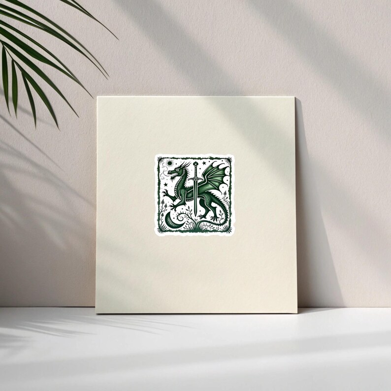 Dragon Lore Block Print Sticker - Medieval Fantasy Decal - Renaissance ...