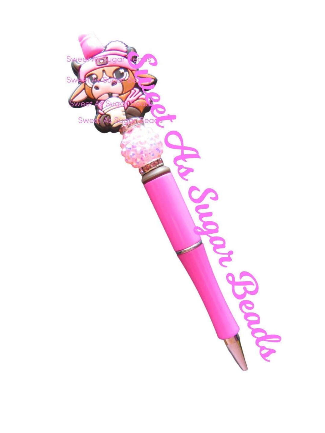 Beaded Ink Pen-boujee Heifer-ice Coffee-pink-gift-silicone Beads-focal ...