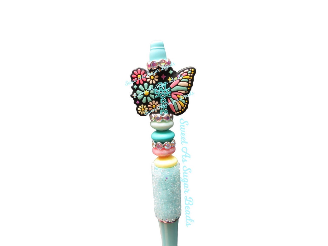 Beaded Ink Pen-born Again-butterfly-gift-silicone Beads-focal - Etsy