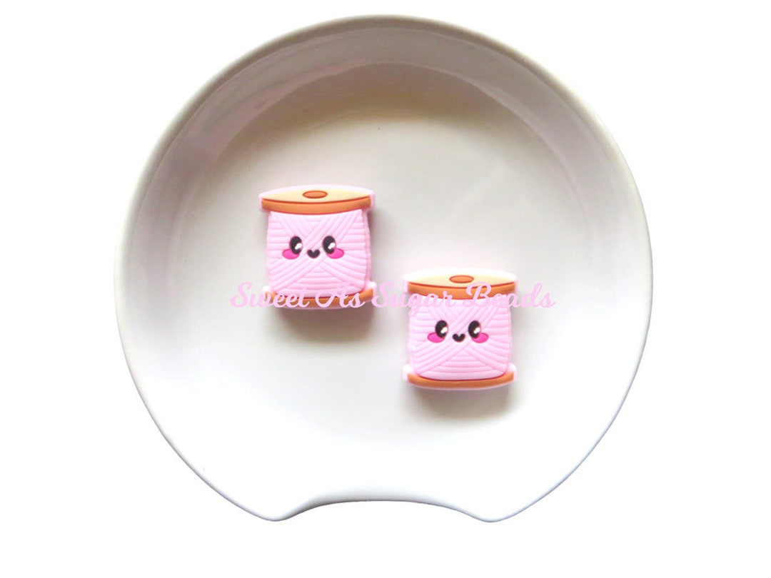 Silicone Beads-focal-thread Spool-pink-sewing-quilting-lanyard-wristlet ...