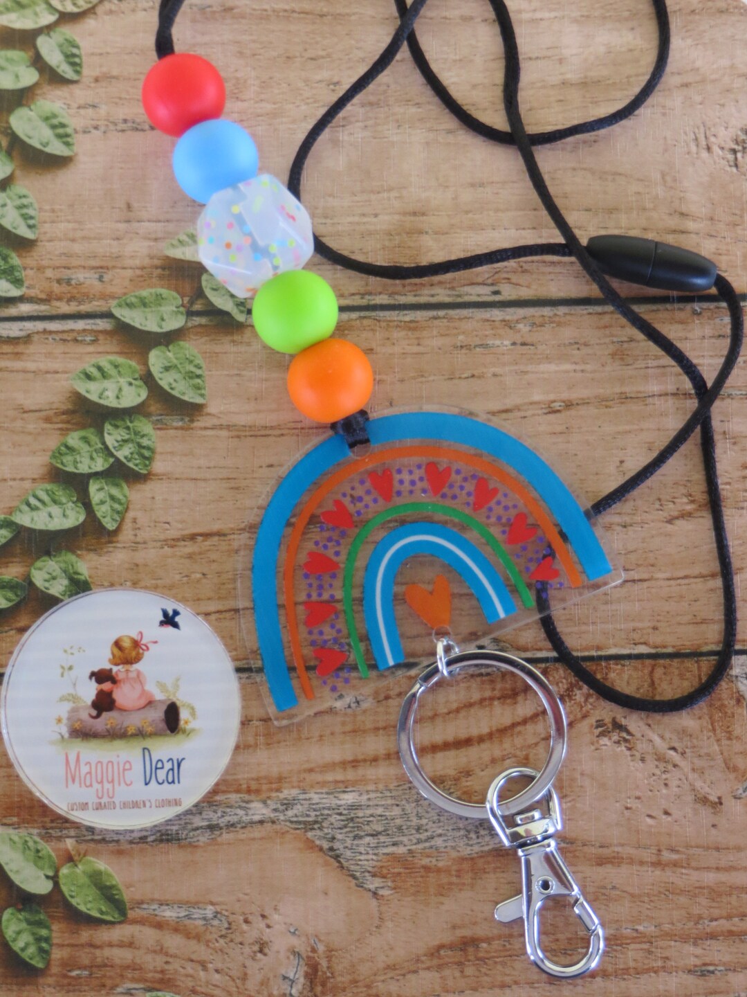 Break Away Lanyard-teacher-acrylic Disc-teaching-silicone Beads-rainbow ...