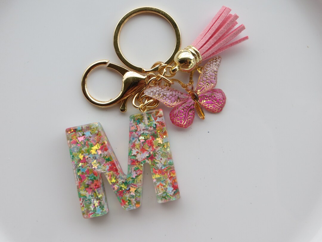 Keychain-resin-acrylic-letter M-key Fob-kitsch - Etsy