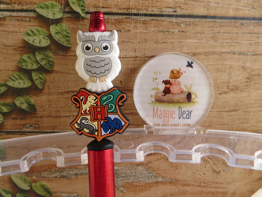 Beaded Ink Pen-wizard Crest and Owl-gift-silicone Beads-focal - Etsy