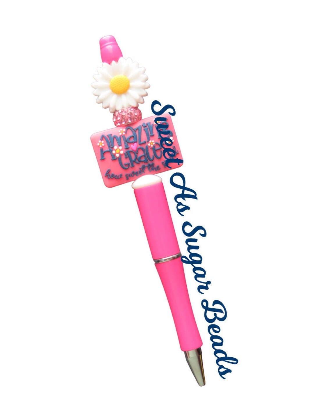 Beaded Ink Pen-amazing Grace-gift-silicone Beads-focal - Etsy