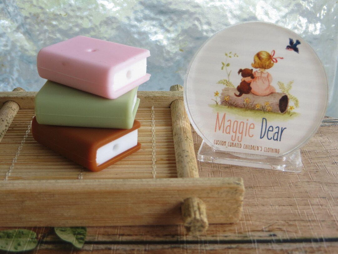 Silicone Bead-focal-book Stack-custom Color-set of 3-library-books ...