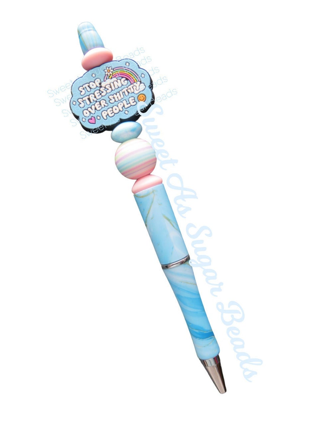 Beaded Ink Pen-stop STRESSING Over Shitty People-gift-silicone Beads ...