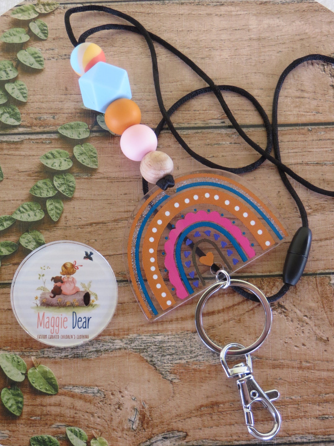 Break Away Lanyard-teacher-acrylic Disc-teaching-silicone Beads-rainbow ...