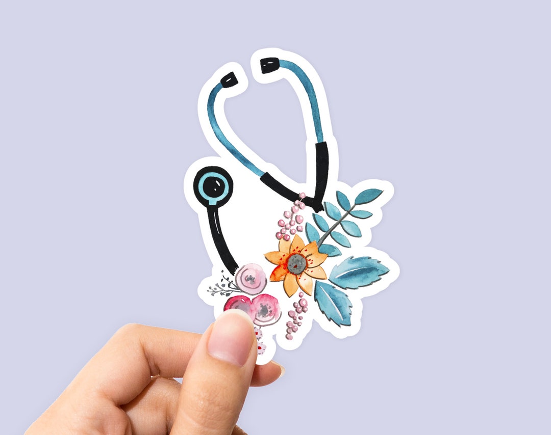 Floral Stethoscope Sticker, Floral Sticker, Nurse Sticker, RN Sticker ...
