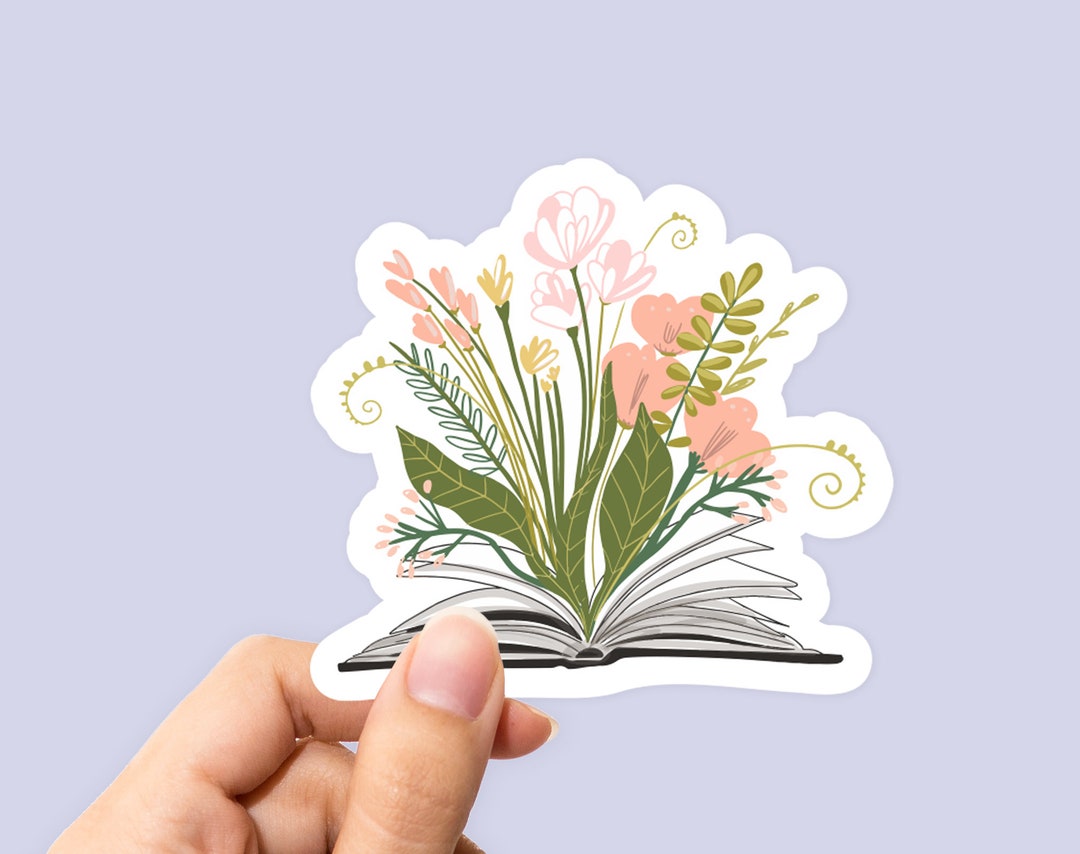 Inspirational Sticker, Floral Book Sticker, Reading Sticker, I Love ...