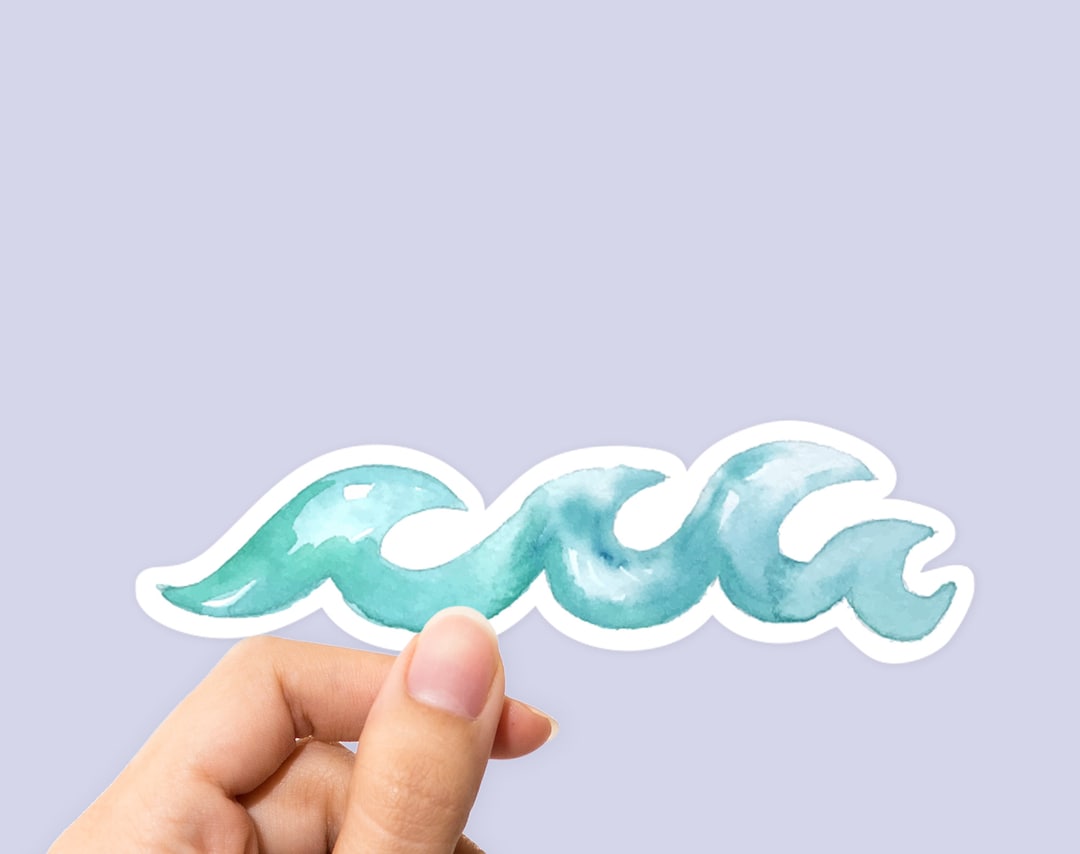 Wave Sticker, Watercolor Sticker, Ocean Stickers, Laptop Sticker, Car ...