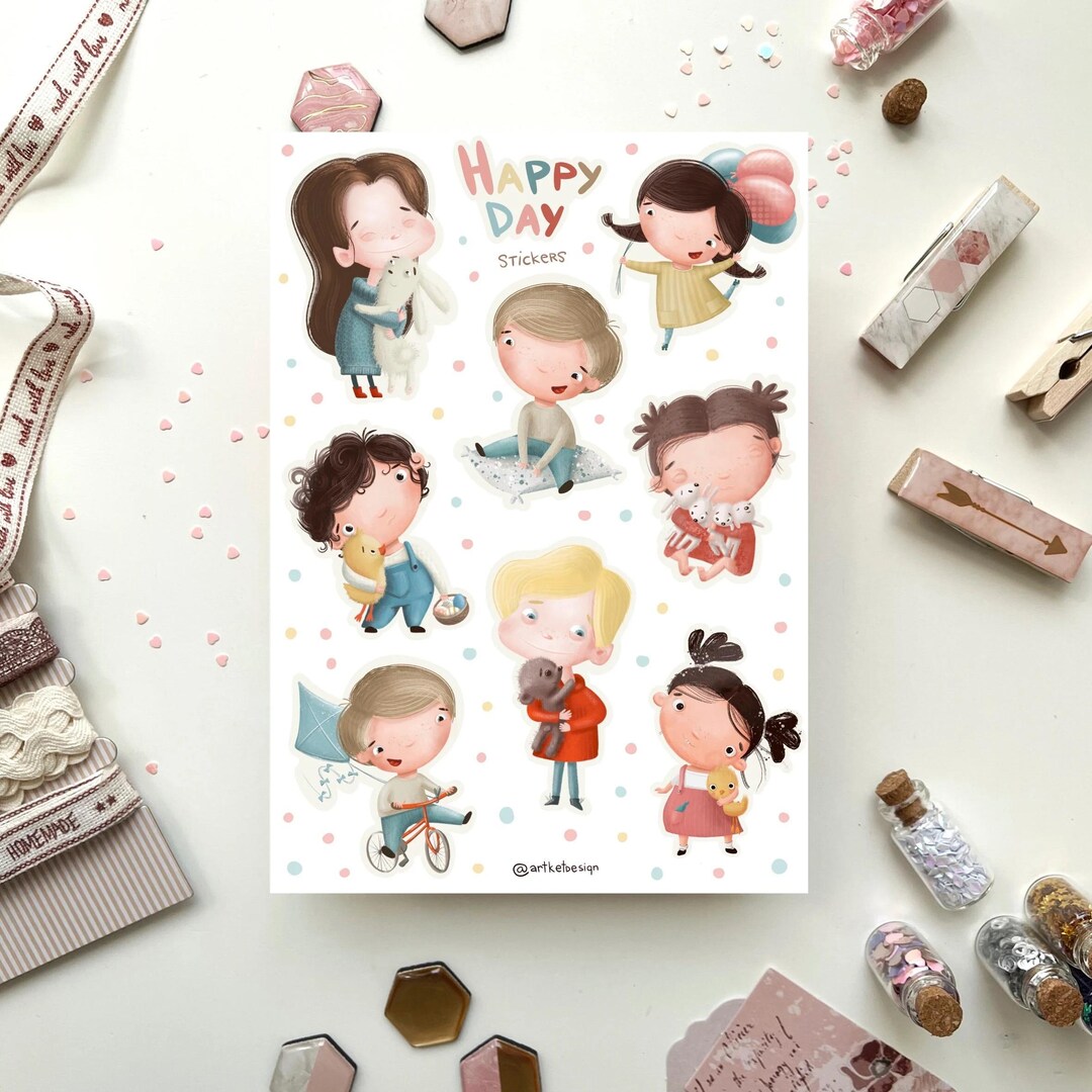 Happy Day Sticker Pack | Journal Stickers, Planner Stickers, Book ...