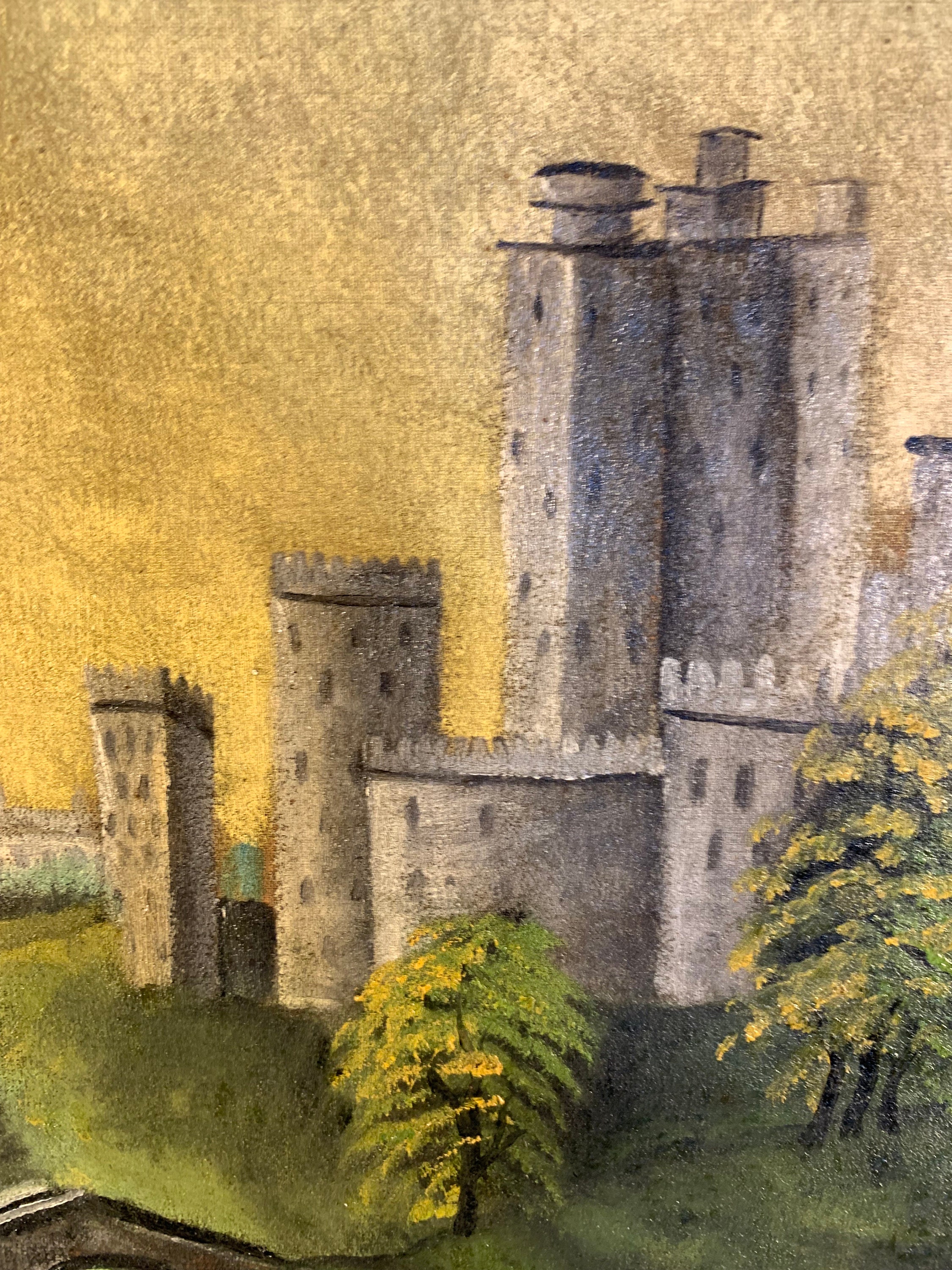 Antique After A Scene in Old Ireland Currier & Ives Oil on Linen 28 X ...