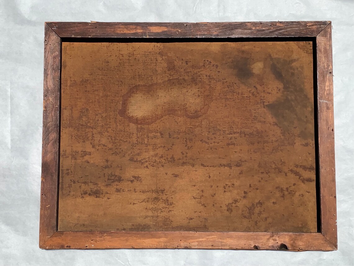 Antique After A Scene in Old Ireland Currier & Ives Oil on Linen 28 X ...