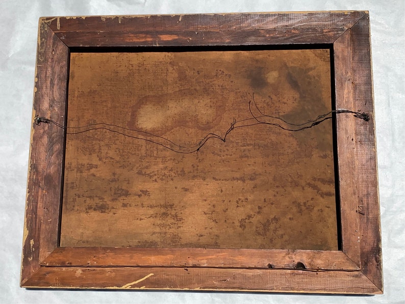 Antique After A Scene in Old Ireland Currier & Ives Oil on Linen 28 X ...