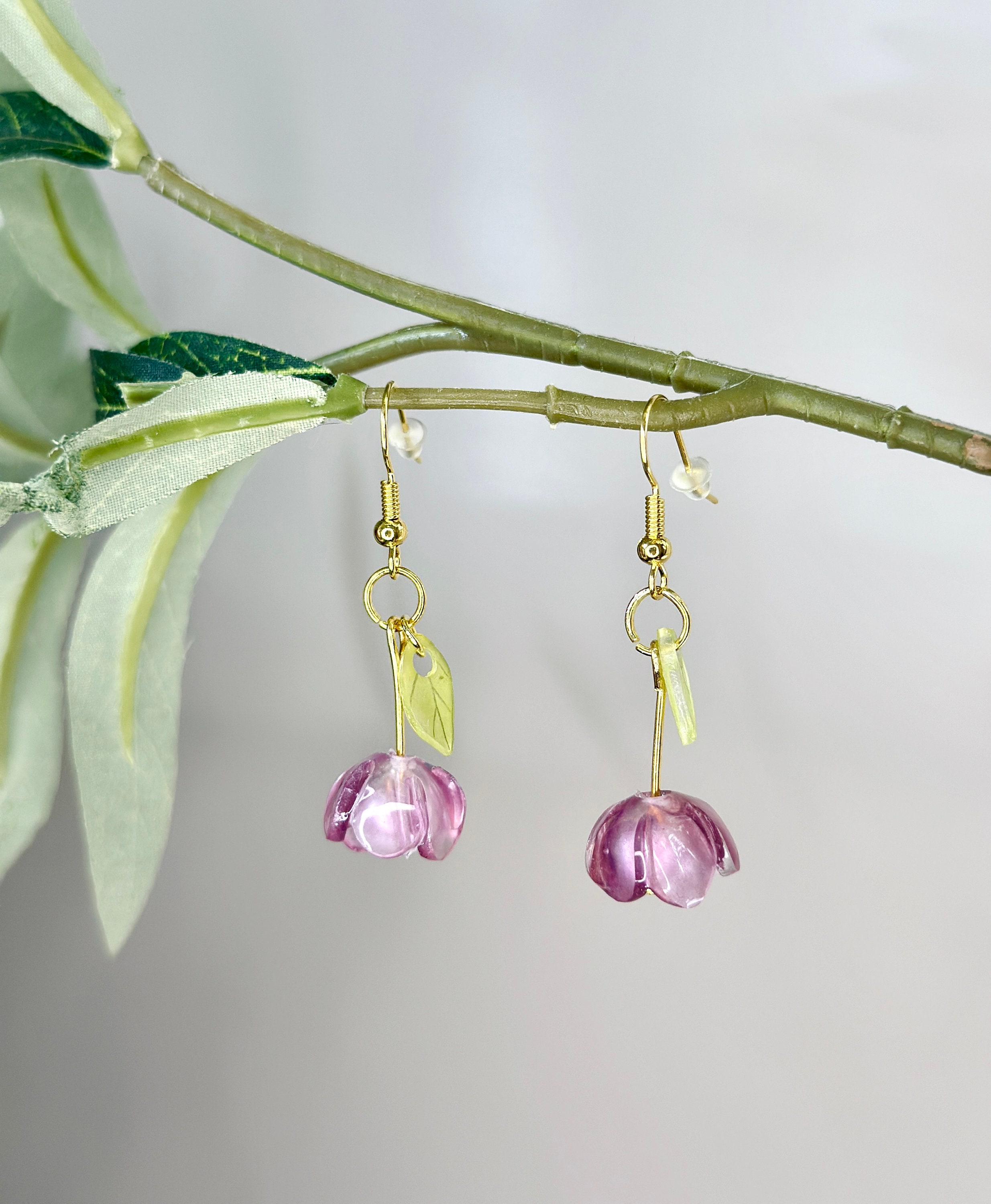 Lavender Tulip Earrings - Etsy