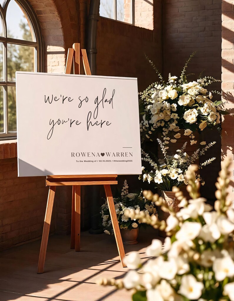 Modern Wedding Welcome Sign Template, Printable Sign, We're so Glad You ...