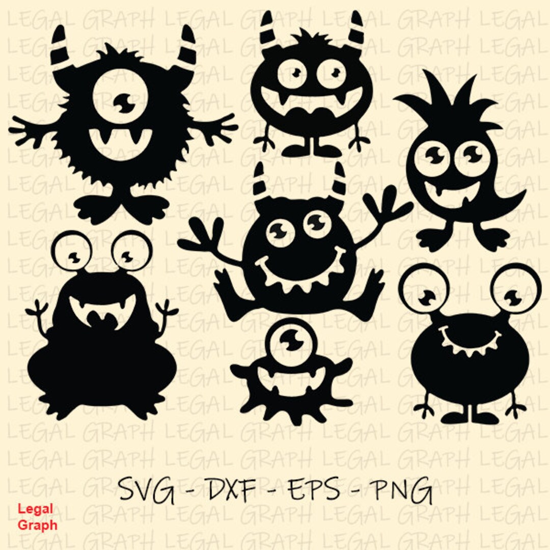 Monsters Faces Vector Cricut Bundle | Monster Clip Art Svg Eps ...