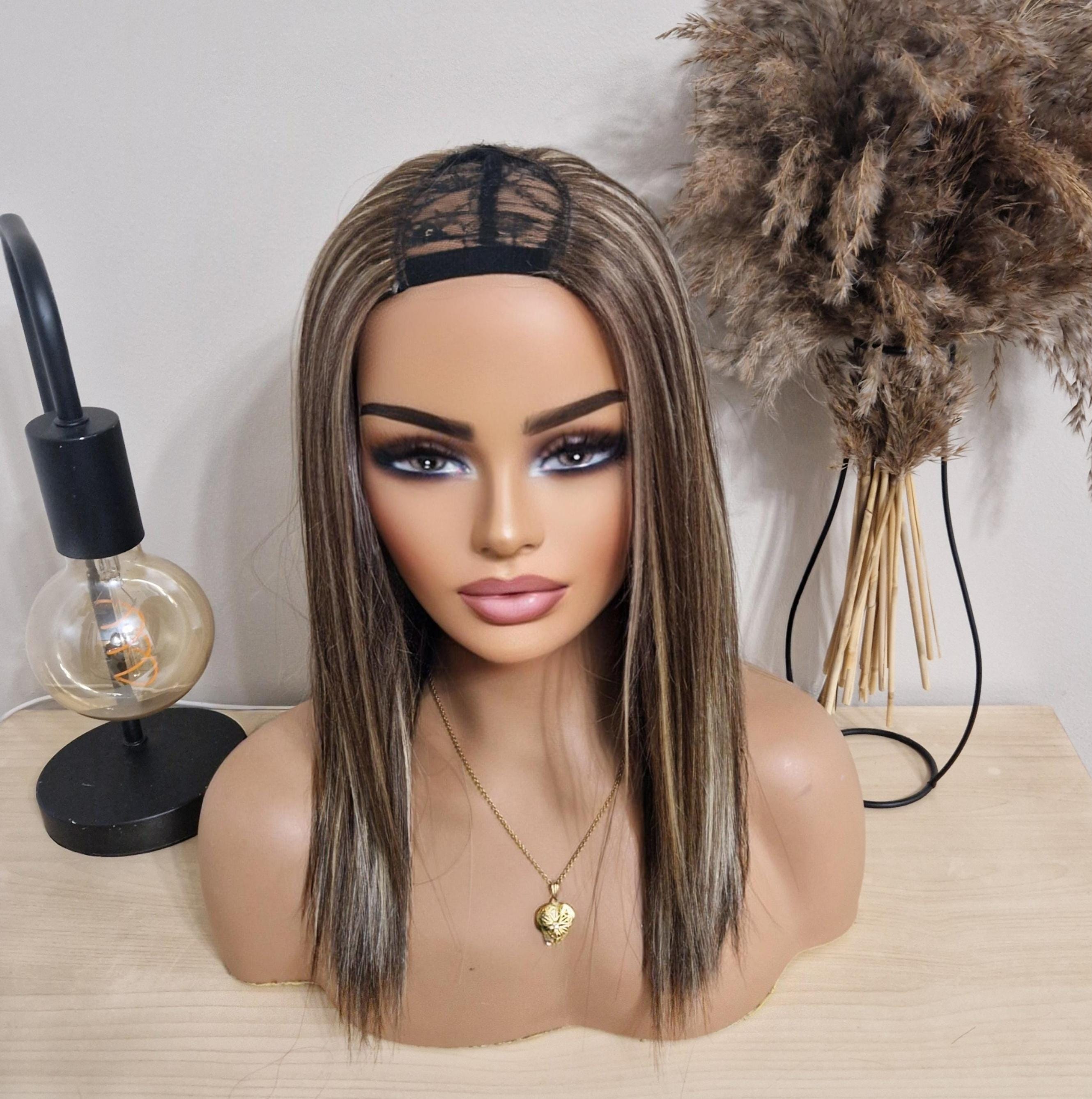 Browm and Blonde U Part Wig, European Human Hair Blend #4/22, Layered ...